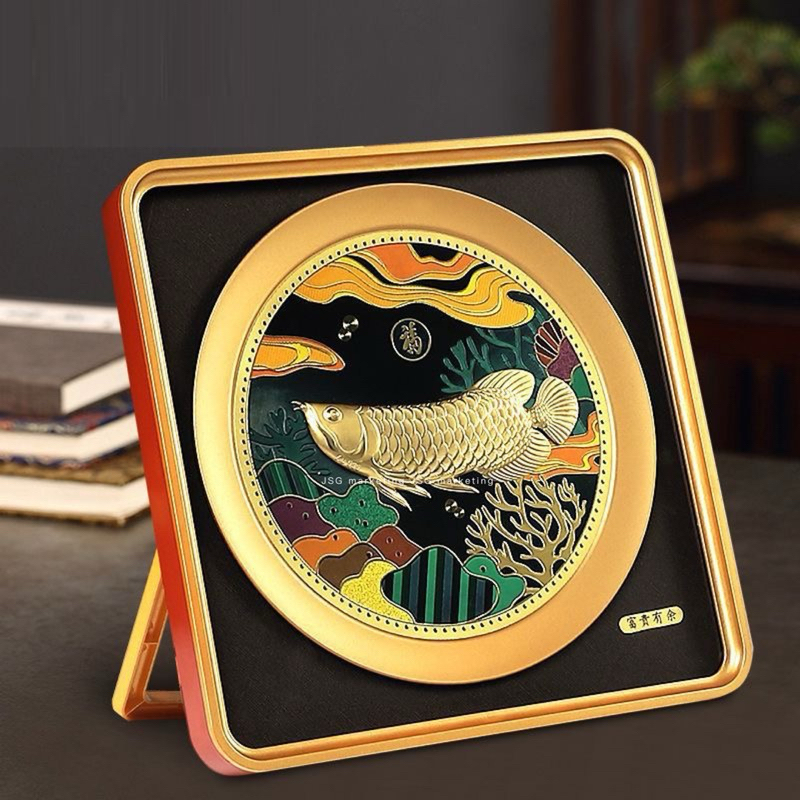 Feng Shui Arowana frame Golden Arowana With certificate Gold Foil Lucky ...