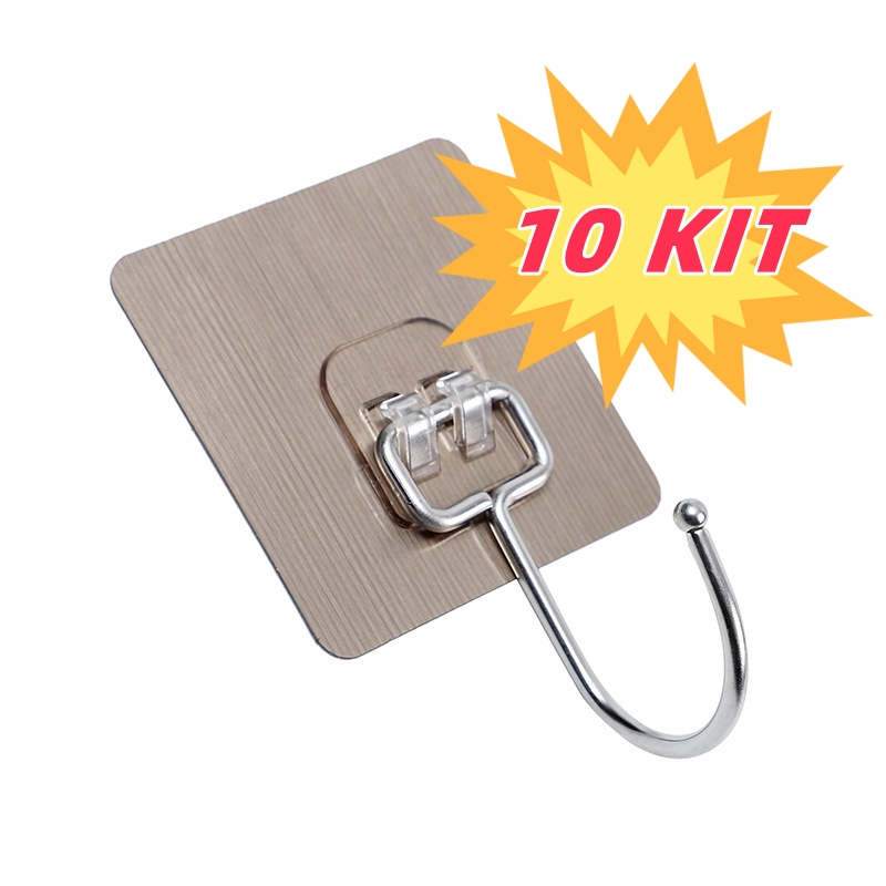 10 Hooks Wall Sticker Transparent Multifunctional Sticker Home Kitchen ...