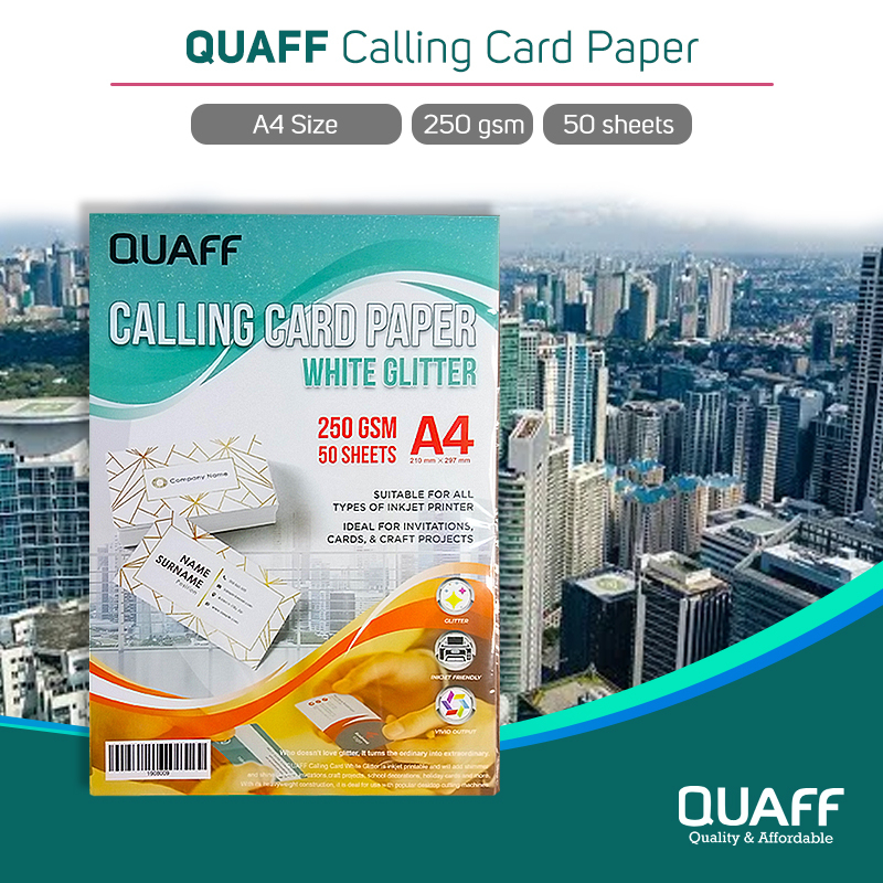 QUAFF Double Sided Glitter Calling Card Paper A4 Size 250gsm (50sheets ...