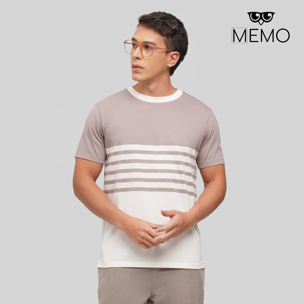 Memo Ringer Striped T-Shirt For Men (Taupe) | Shopee Philippines
