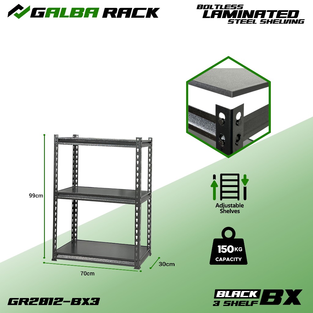 GALBA RACK Boltless Laminated Steel Shelving Adjustable Storage 3/4 ...