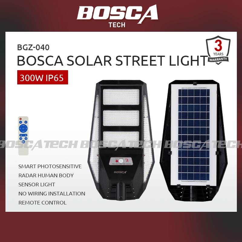 BOSCA So lar Street Light BGZ-040 300W IP65 with solar panel remote ...