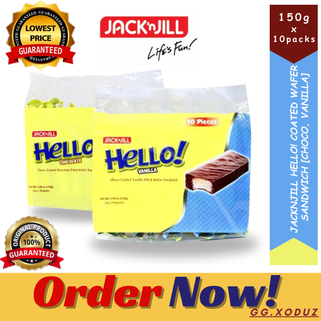 JackNJill HELLO! Coated Wafer 10 packs Sandwich [Choco, Vanilla] Filled ...