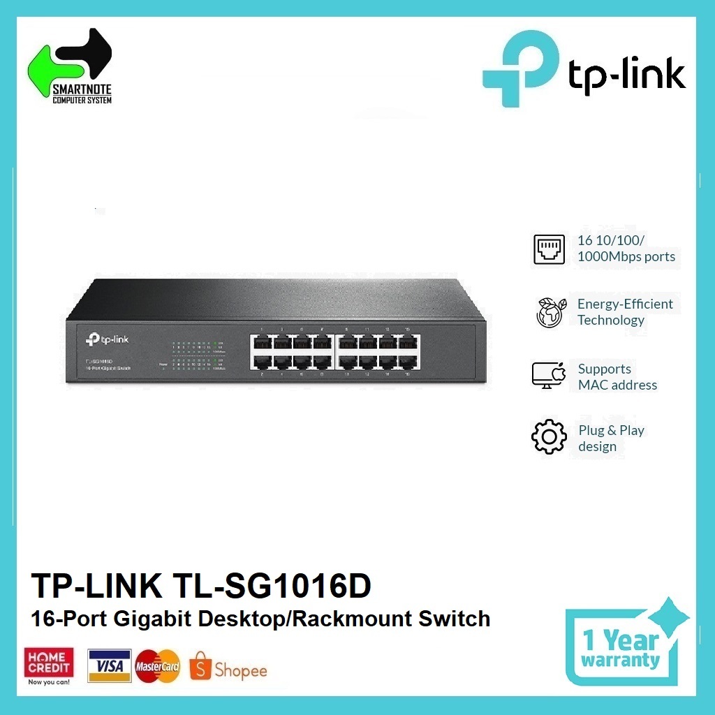 TP-LINK TL-SG1016D 16-Port Gigabit Desktop/Rackmount Switch | Shopee Philippines