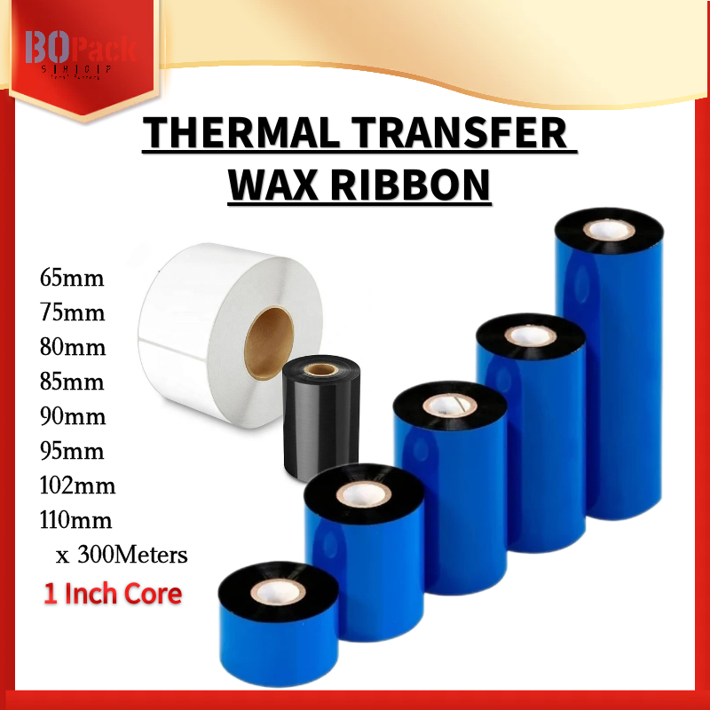 Premium Thermal Wax Ribbon 65mm to 110mm x 300M[1" Core] Barcode Ribbon ...