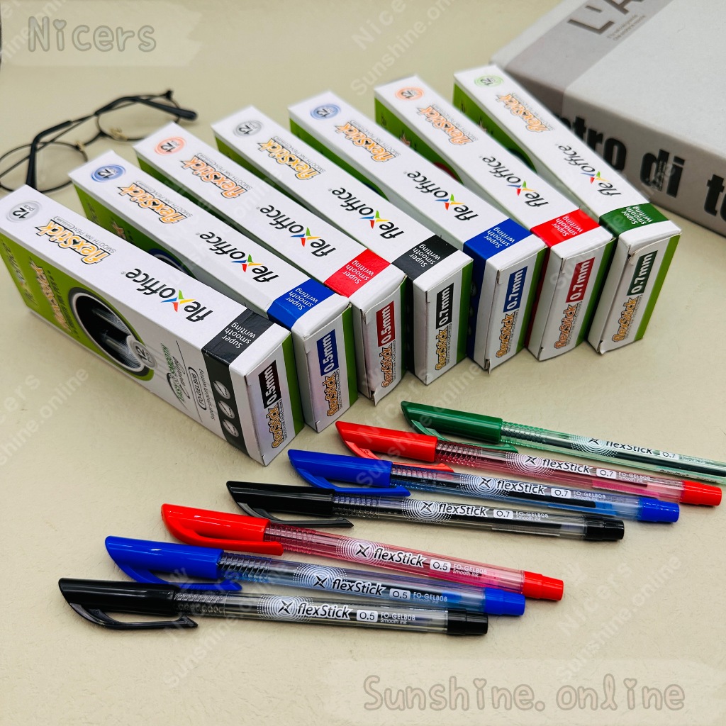 12pcs 0.5/0.7mm original Flexoffice flexstick smooth ink pen ballpen ...