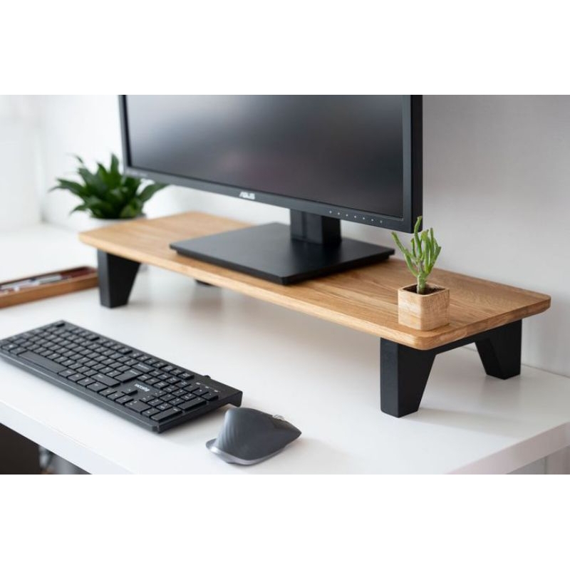 Solid Wood Monitor Riser Laptop Stand Simple Elegant | Shopee Philippines