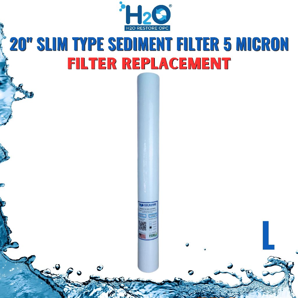 Sediment Filter 20" x 2.5" 5 Micron 1 PC Slim Type Hydrosep Sediment ...