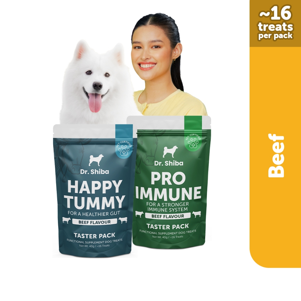 Dr. Shiba Pro Immune x 1 Happy Tummy Taster Pack x 1- Beef 40g Dog Treats Food For Overall Dog ...