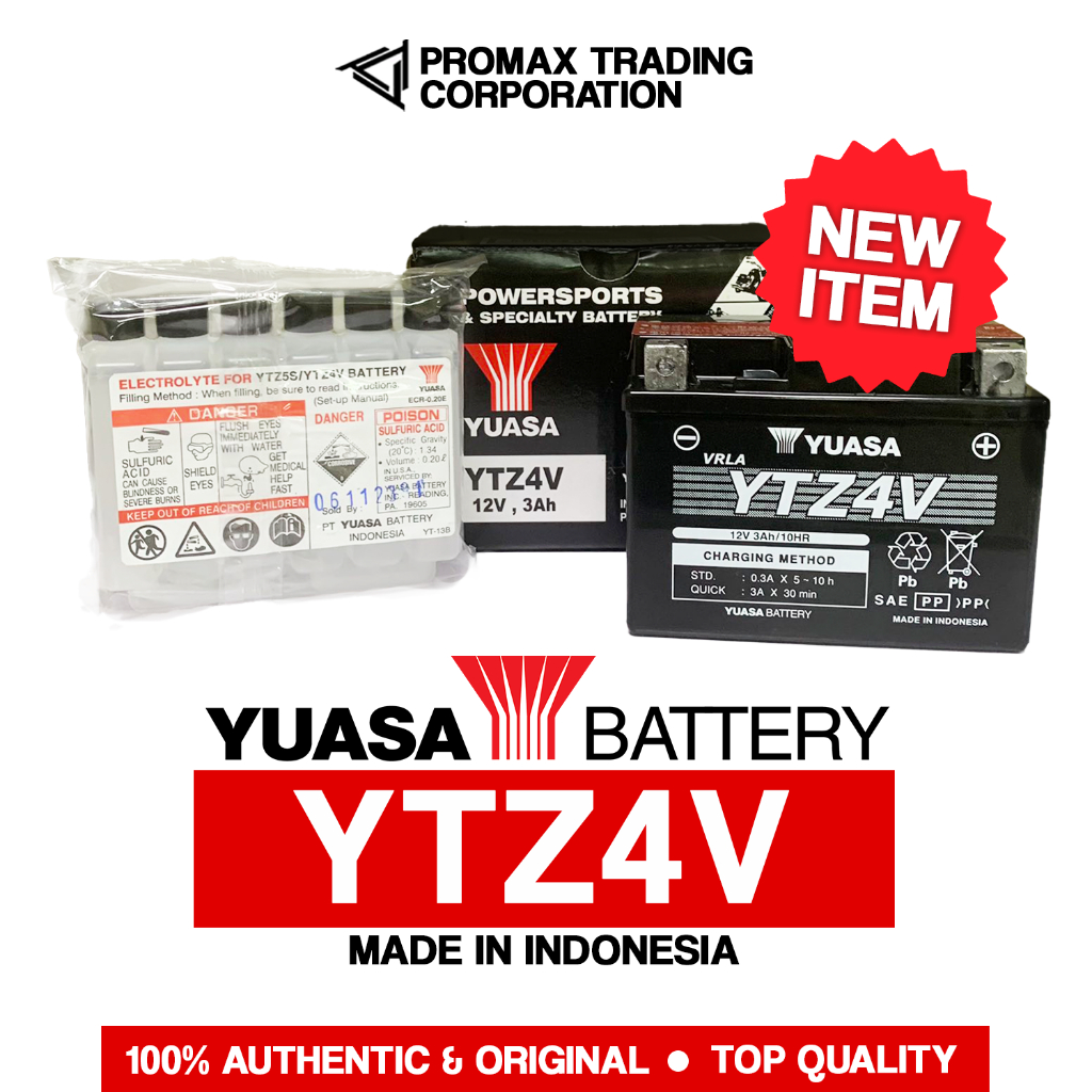 Yuasa Motorcycle Battery YTZ4V (Made in Indonesia) —for YAMAHA MIO I ...
