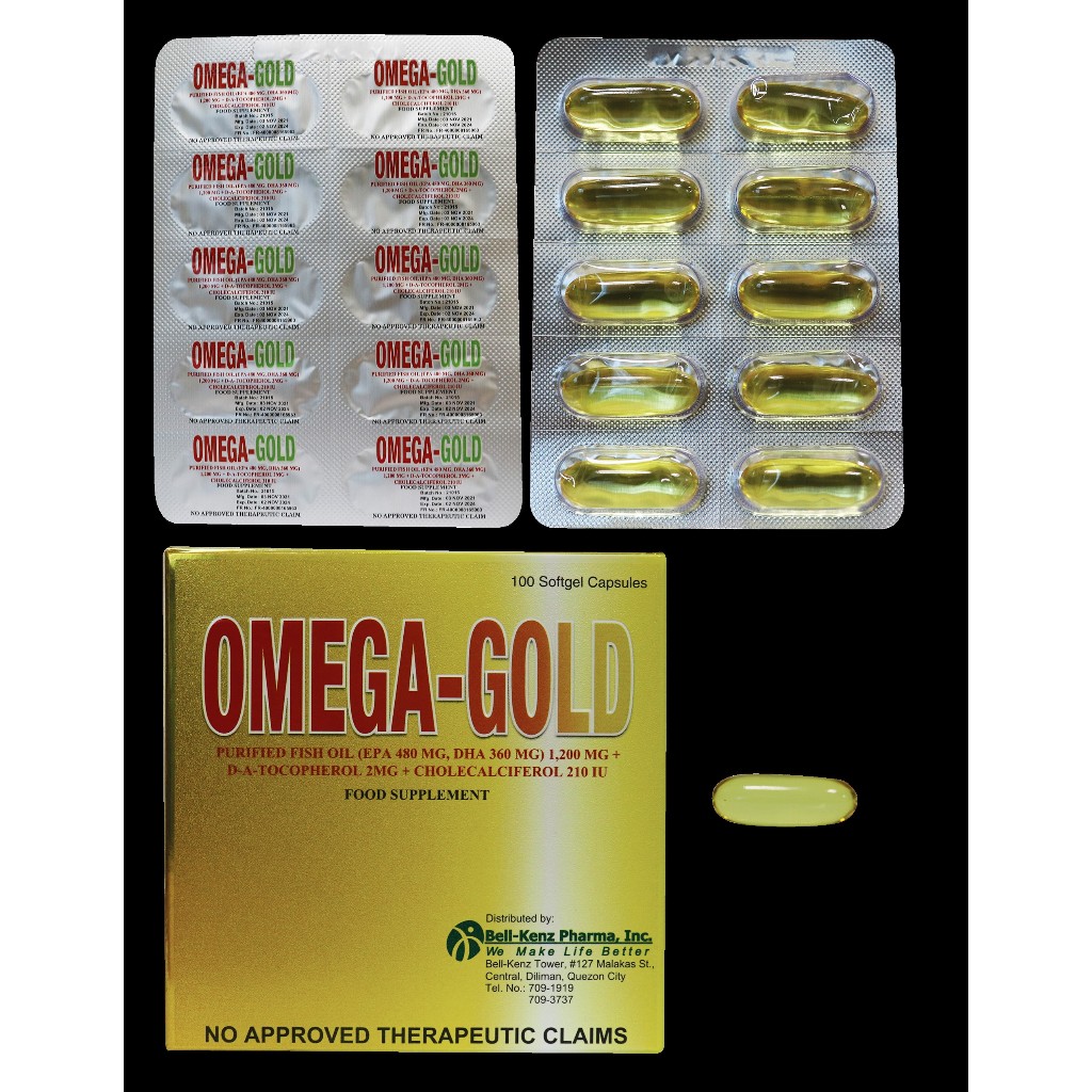 Omega-Gold 1200mg Purified Fish Oil Soft Gel 100 pcs | Shopee Philippines