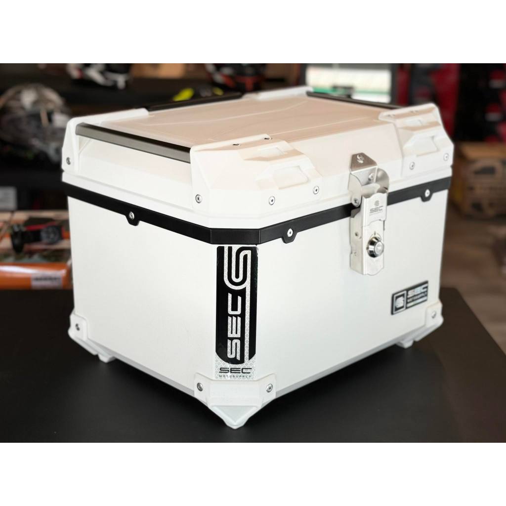 SEC Motorcycle Top Box - Hard Plastic - 45L Liters - Mujibox with Back ...