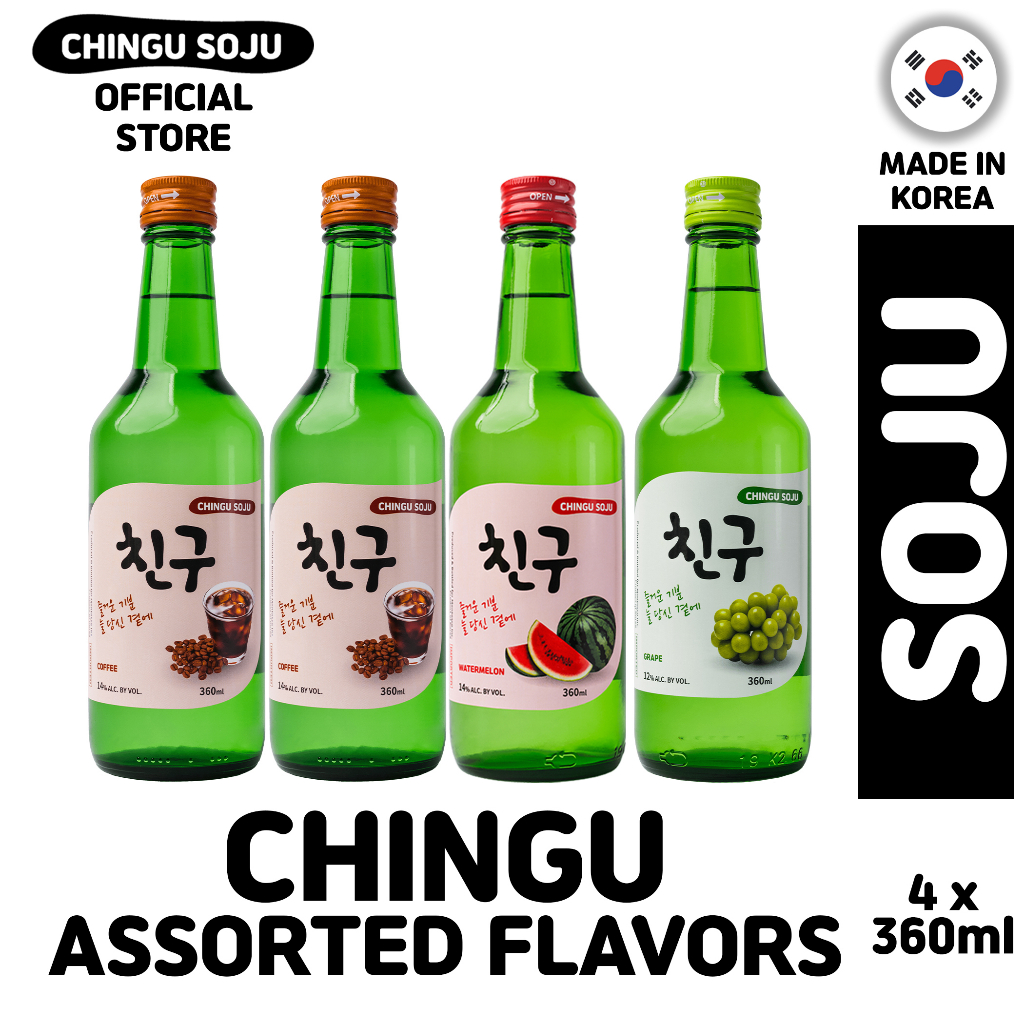 Chingu Soju Assorted Flavors 360ml 4 Bottles (2 Coffee, 1 Grape, 1 Watermelon) | Shopee Philippines