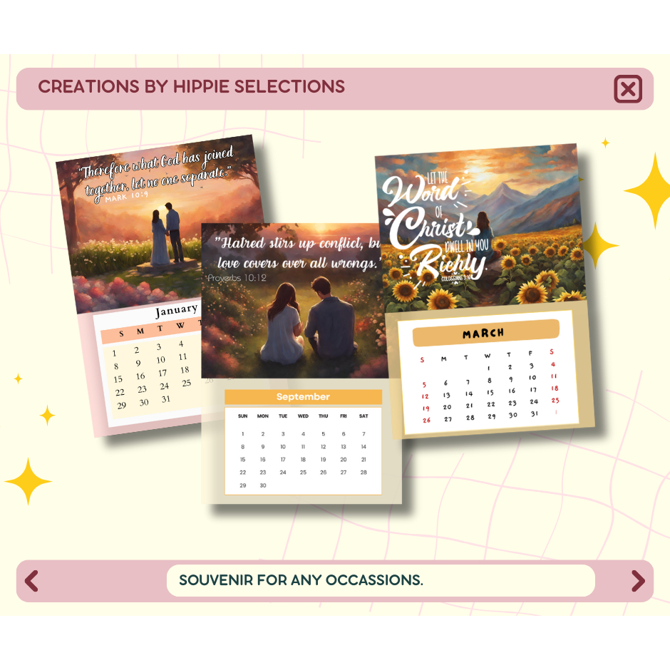 MAGNETIC CALENDAR | INSPIRATIONAL | BIBLE VERSES | FOR SOUVENIR AND ...