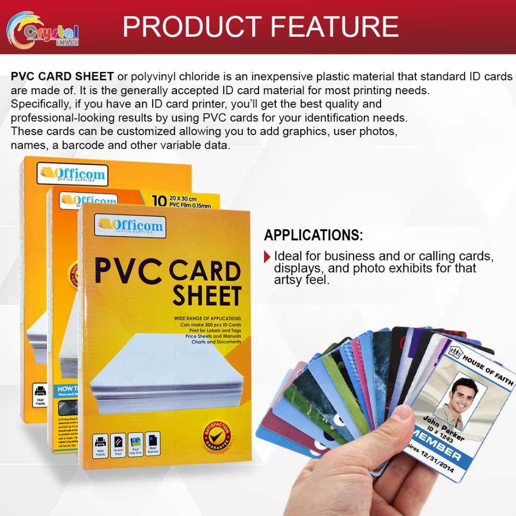 Officom PVC Card Sheet (50/10pcs) ID Card Sheet | Hard Plastic ID ...