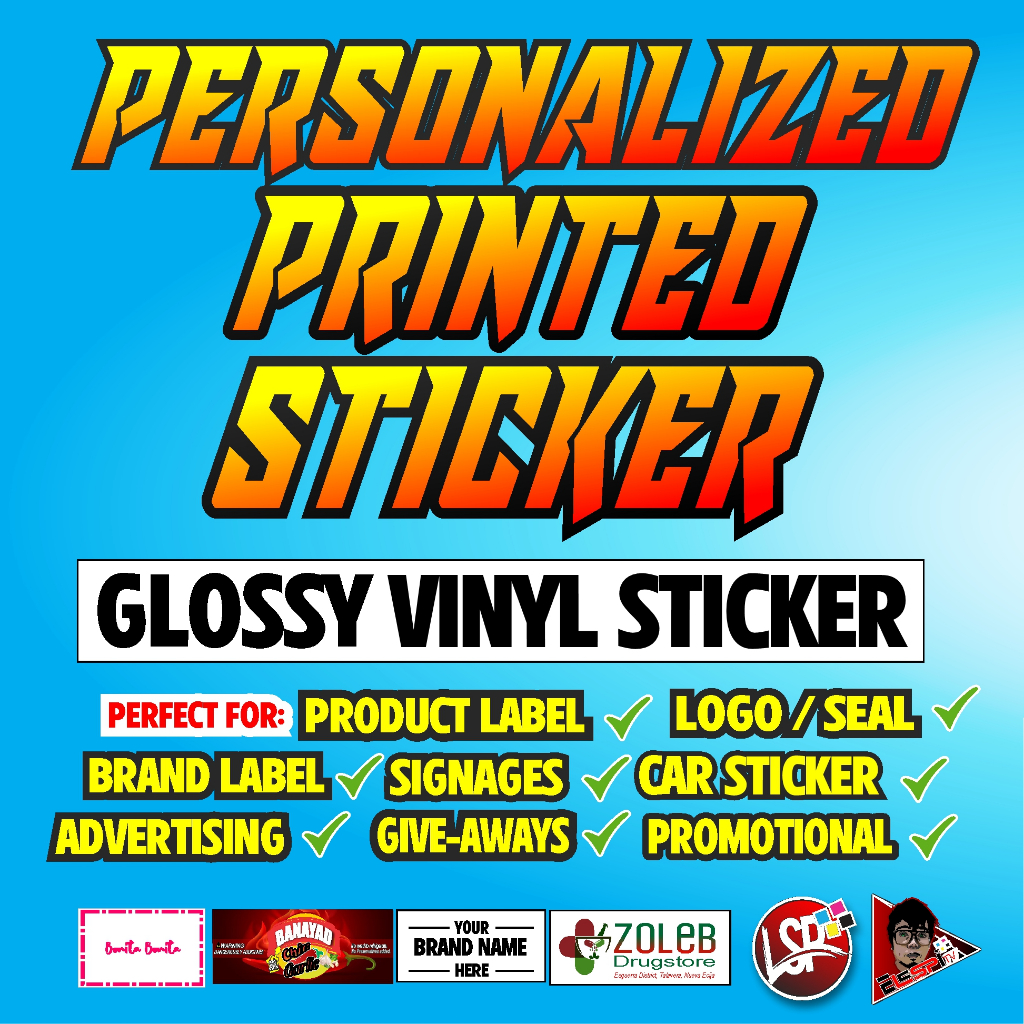 PERSONALIZED PRINTED STICKER (CAR STICKER/ BRAND LABEL/ SEAL/LOGO ...
