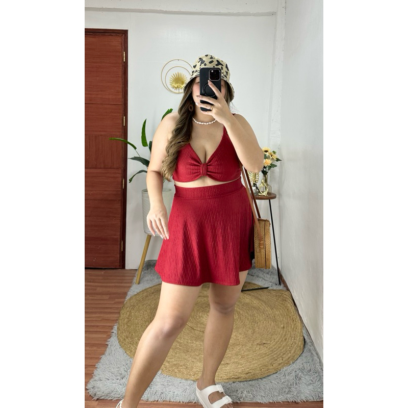 RIBBON STYLE(PLUS SIZE SWIMSUIT SKIRT TERNO)199 PESOS ONLY | Shopee Philippines