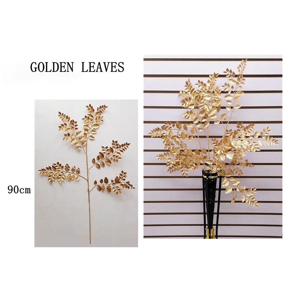 Mimi New Years Blessing Home Decoration Golden Artificial Leaves Golden ...