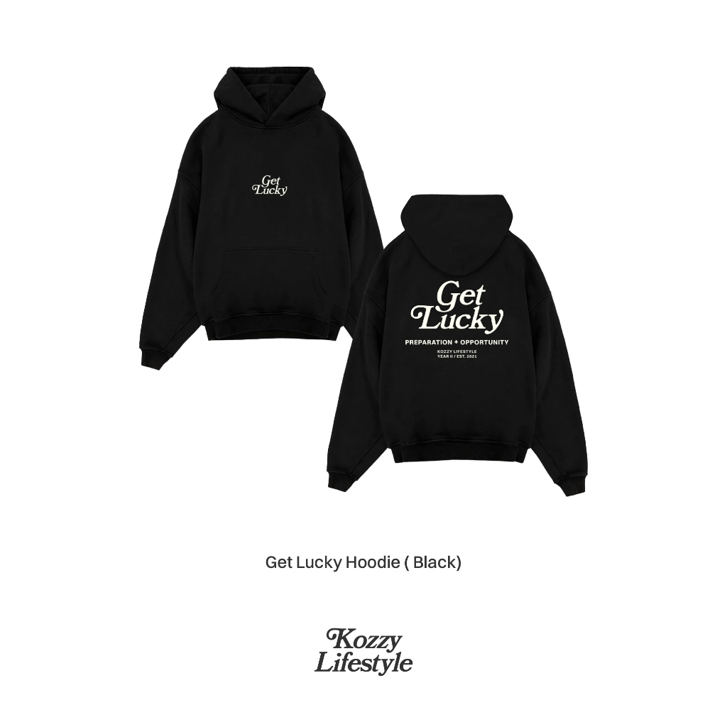 Kozzy Lifestyle Get Lucky Oversized Hoodie - Black | Shopee Philippines