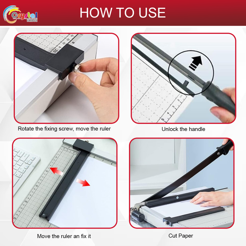 Officom Paper Cutter A4 Size Wood | Metal Base Guillotine Paper Trimmer ...
