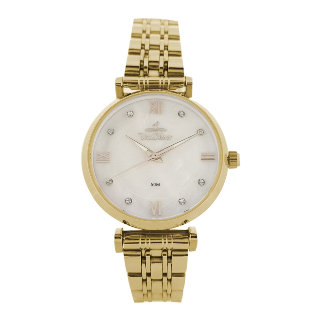 UniSilver TIME Women's Gold / White Analog Stainless steel watch KW4571 ...