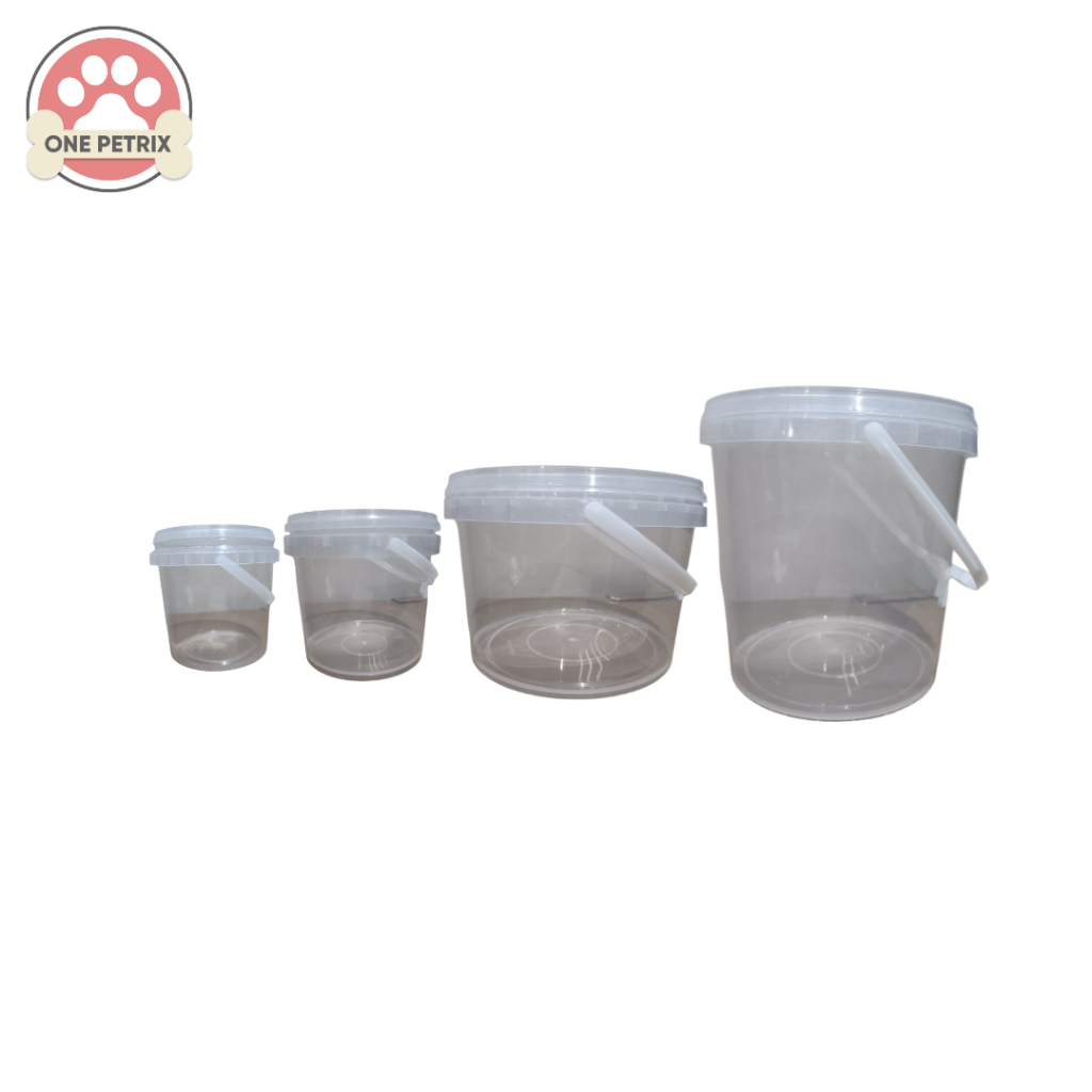CLEAR PLASTIC BUCKET ROUND CONTAINER WITH HANDLE & LID | Shopee Philippines