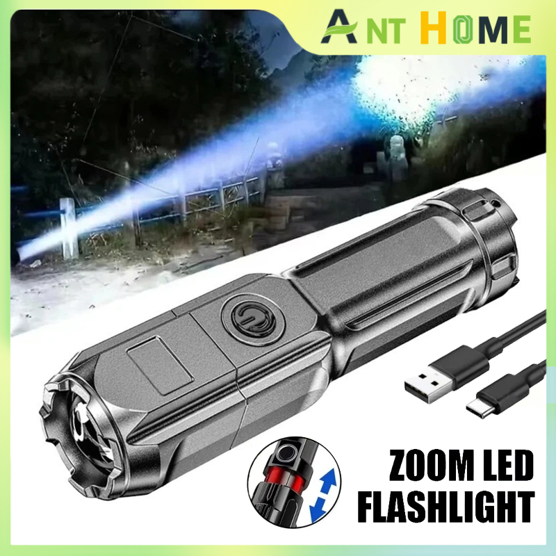 ABS Strong Light Zoom Flashlight Outdoor Multi-Function Portable ...