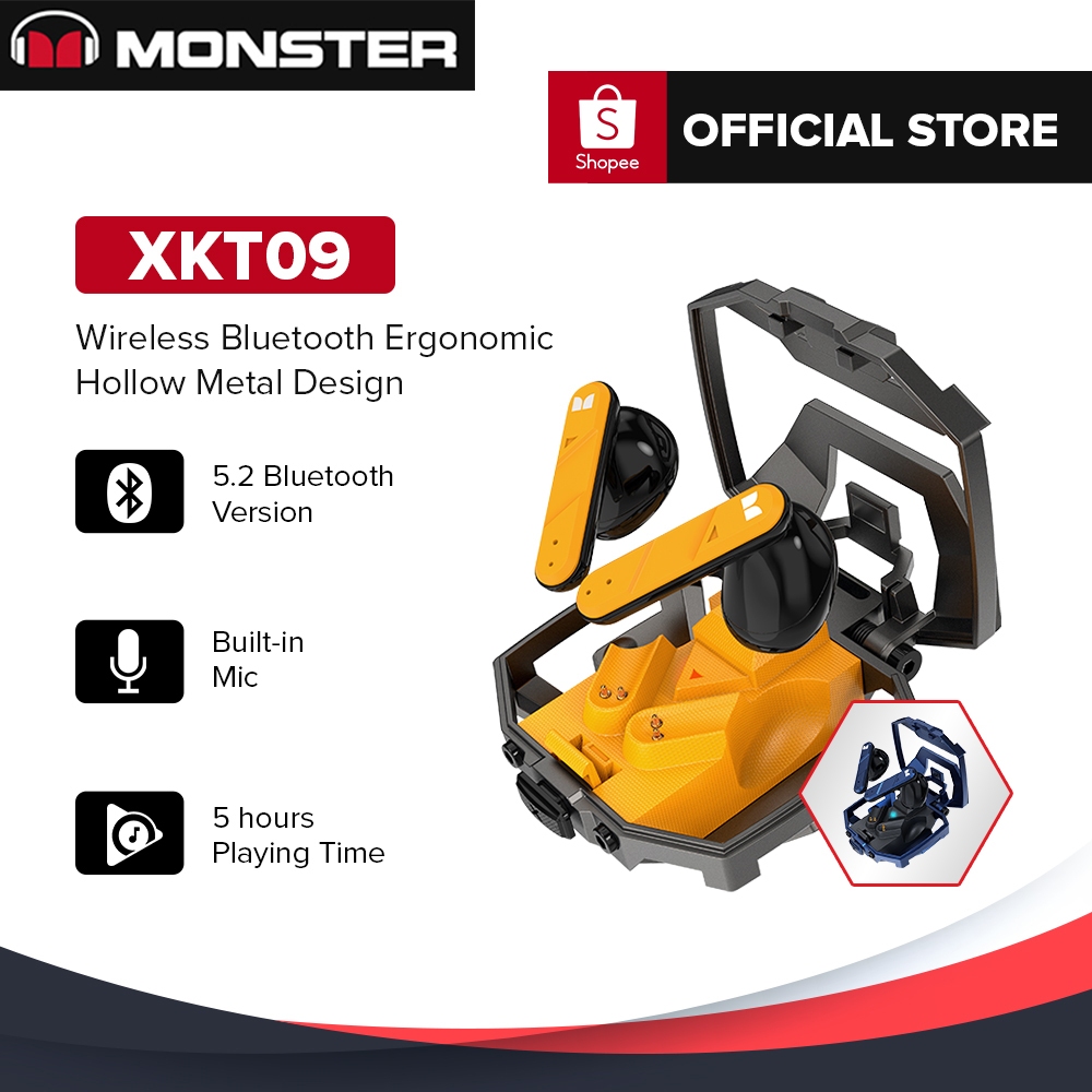 Monster XKT09 Wireless Bluetooth 5.2 Gaming Earphones TWS Bass HIFI ...
