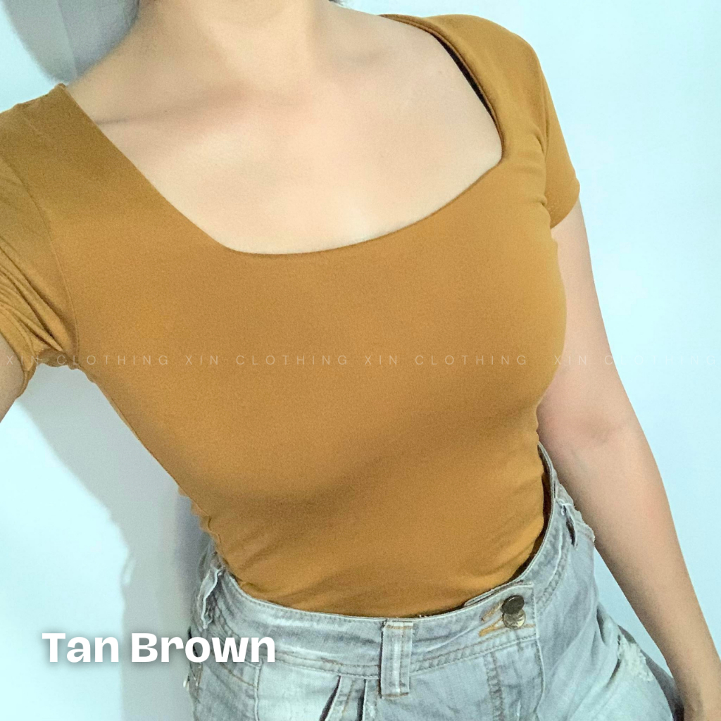 XIN | SQUARENECK BODYHUGGING FULL LENGTH TOP (DOUBLE LINING) | Shopee ...