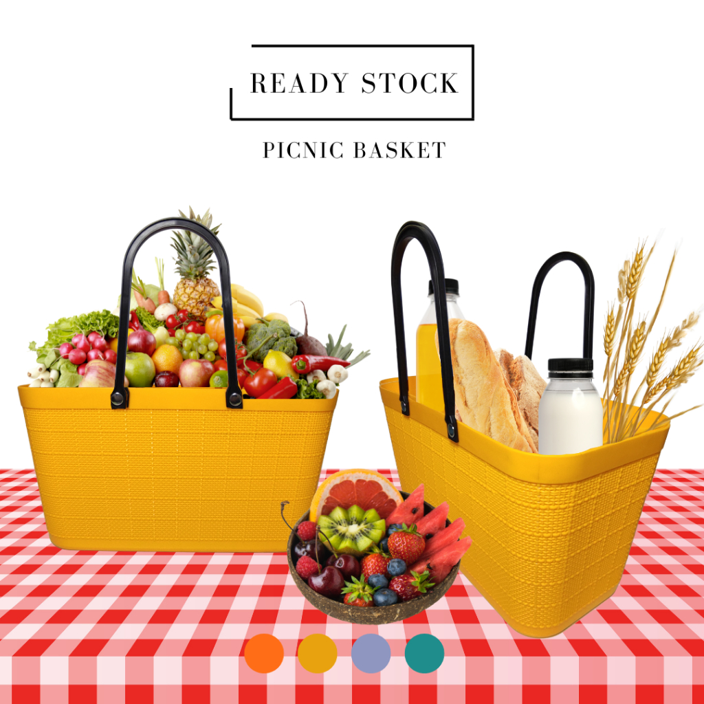 Plastic Hand Basket Shopping Bag Picnic Basket Storage Shoulder Bag ...