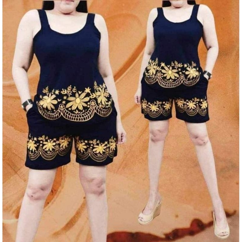 JLo floral terno cotton short ( Large to 3XL) | Shopee Philippines