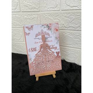 DEBUT INVITATION CARD WITH DIE CUT GOWN ( FREE LAYOUT) | Shopee Philippines