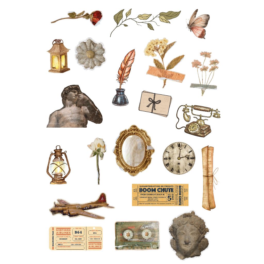 Retro Vintage/Aesthetics Stickers for Journal, Scrapbook, Diary & Photo ...