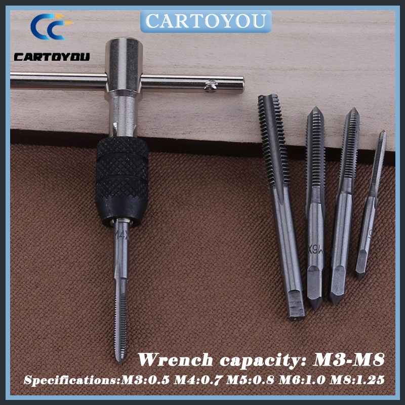 6pcs T-type Machine Screw Thread Tap Wrench Tap Wrench M3/M4/M5/M6/M8 ...