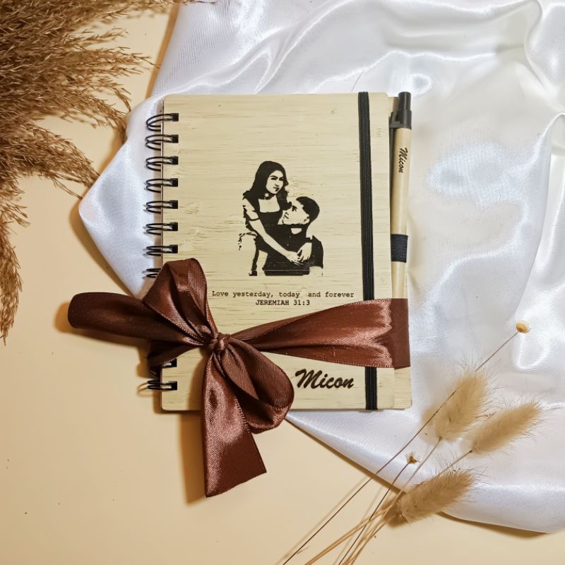 PERSONALIZED ENGRAVED BAMBOO NOTEBOOK WITH PEN | Shopee Philippines