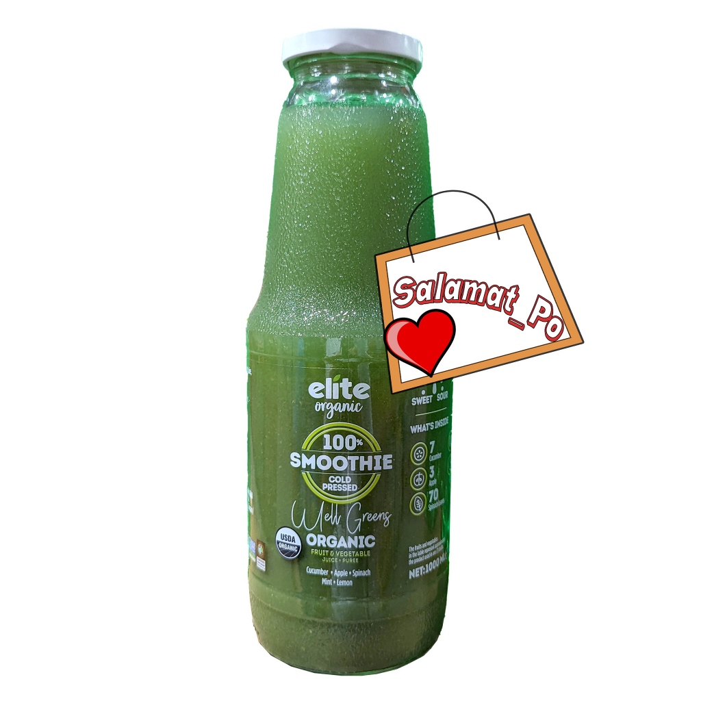 Elite Organic 100% Smoothie Cold Pressed Well Greens 1000ML | Shopee ...