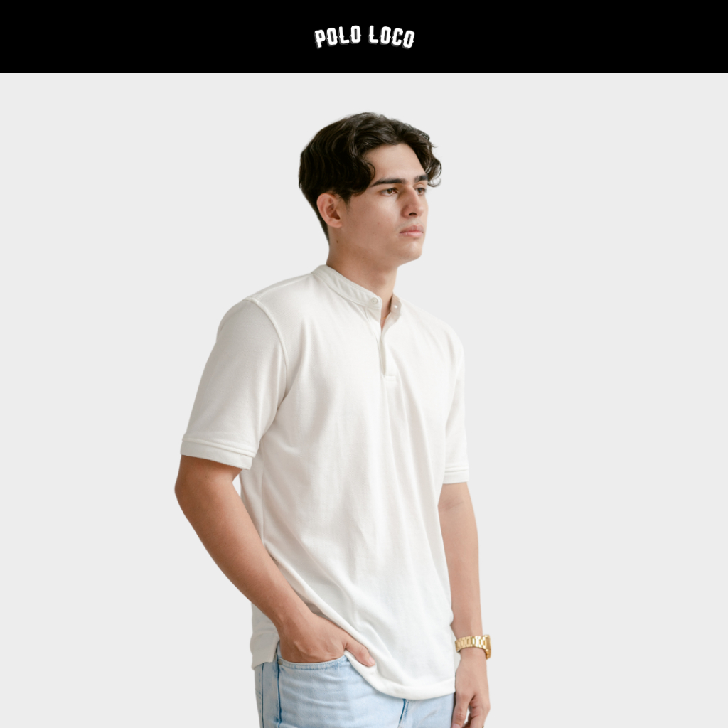 POLO LOCO Off-White Pique Polo Shirt | Shopee Philippines
