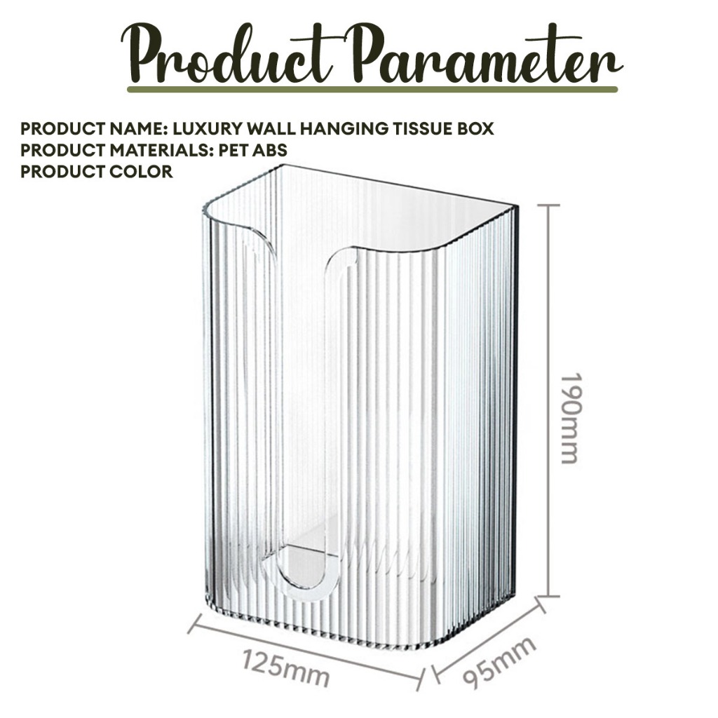 LOCAUPIN Wall Mounted Clear Plastic Tissue Holder Bathroom Counter ...
