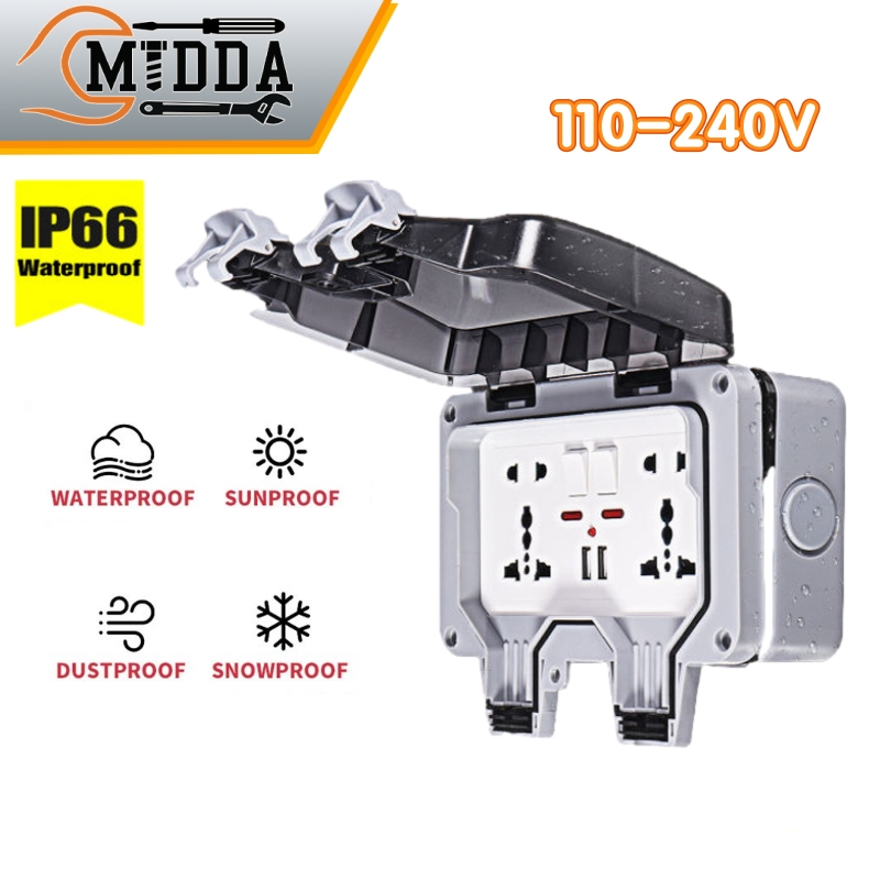 Waterproof Wall Switches Socket Box Outdoor Power Outlet Cover IP66 ...