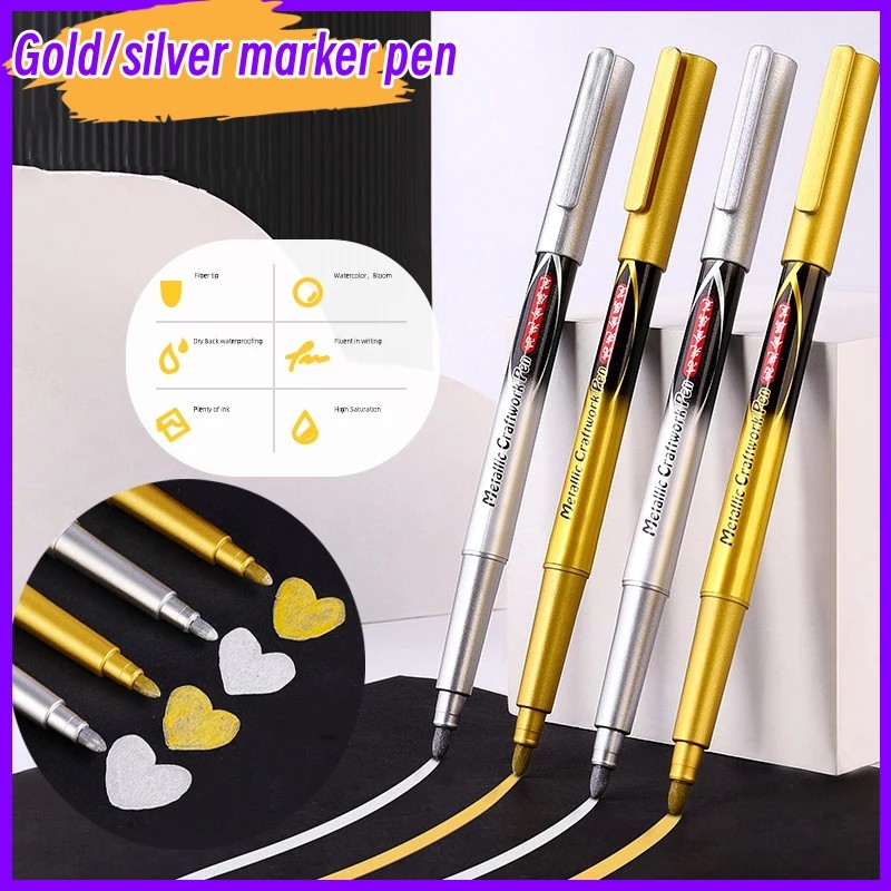 Gold silver marker pen Metal Waterproof Paint Sign Colour Craft Pen ...