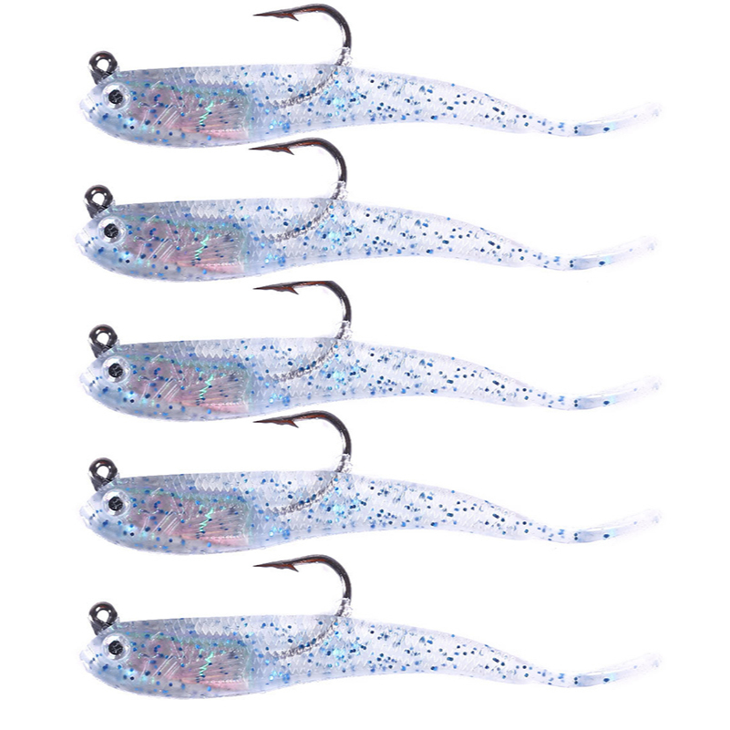 SUKE 5Pcs Soft Bait With Hook 7.5cm/5g Silicone Artificial Bait Fishing ...