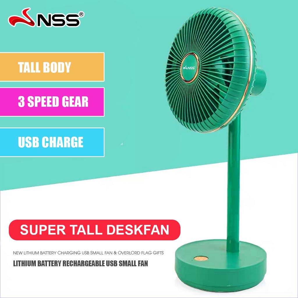 NSS Desk Fan Mini Rechargeable USB Battery Fan Electric Fan 3 Speed ...