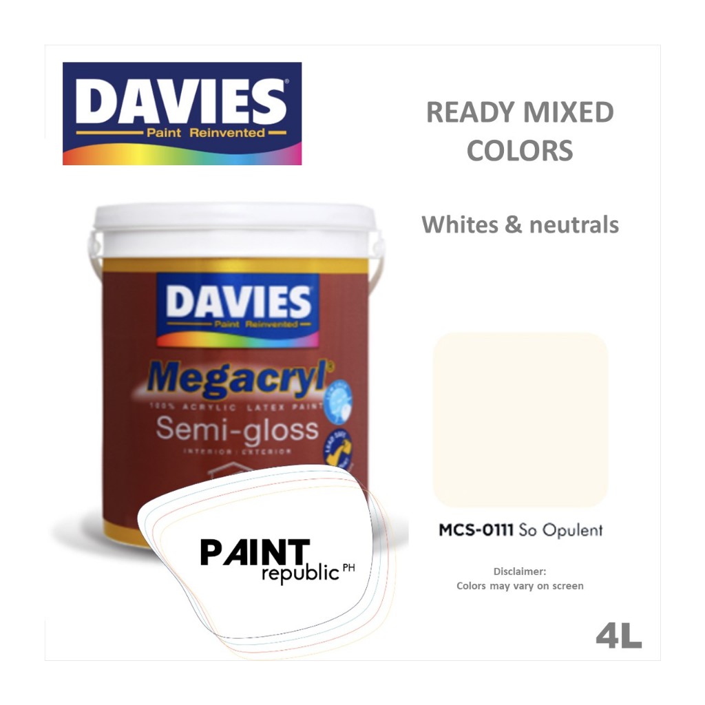 Davies MCS Semi Gloss Latex - Ready Mixed Colors-4L(GAL) | Shopee ...