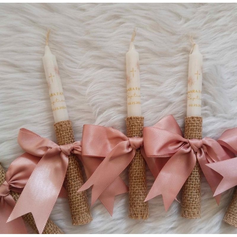 Rose Gold Boho Personalized Baptismal Candles Christening Debut ...