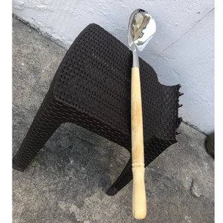 EXTRA LARGE LADDLE/SANDOK STAINLESS WITH HARD WOOD QUALITY HANDLE Pang ...