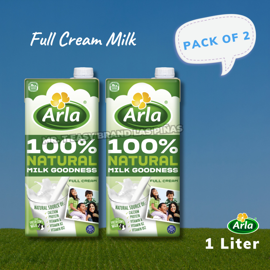ARLA FULL CREAM MILK 1 Liter Pack of 2 for coffee, shakes, breakfast ...