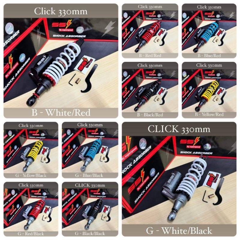 SUPERSPEED REAR SHOCK HONDA CLICK WITH CANISTER 330mm | Shopee Philippines