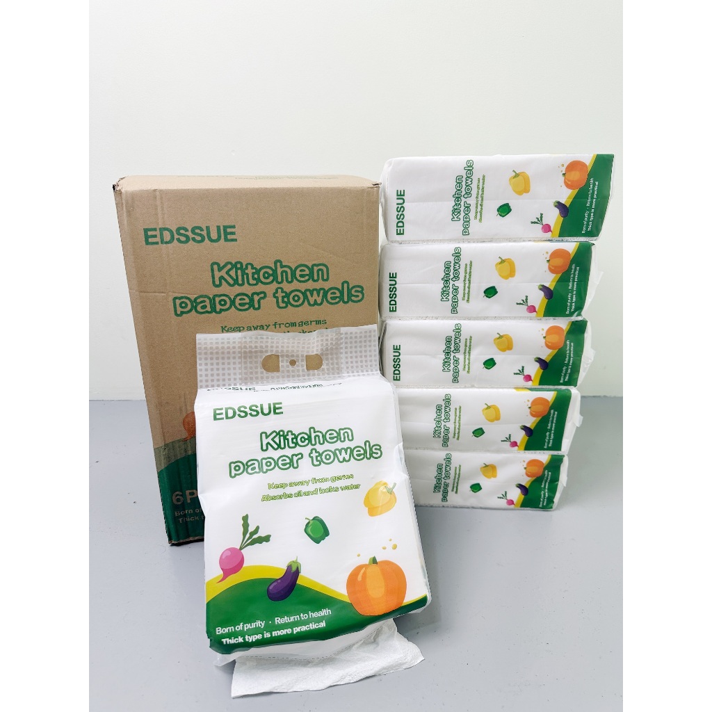 EDSSUE Kitchen Paper Towels Hanging design 1BOX 6PACK 2 layer free ...