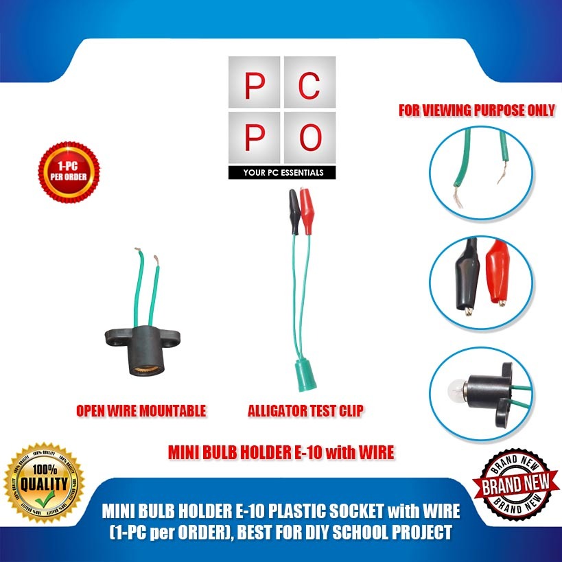 PC PO MINI BULB HOLDER E-10 PLASTIC SOCKET with WIRE (1-PC per ORDER ...
