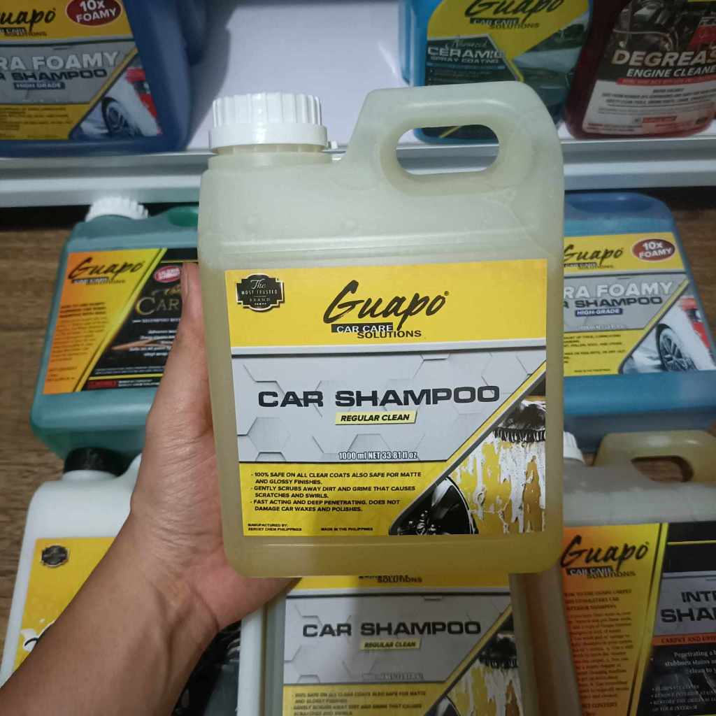 GUAPO CAR CARE SOLUTIONS CAR SHAMPOO REGULAR CLEAN 1L | Shopee Philippines